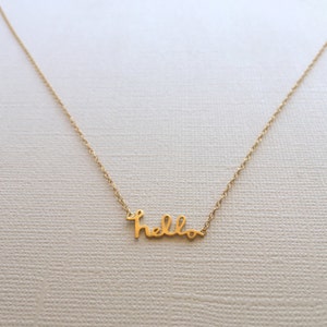 Hello Necklace in Sterling Silver (18k Yellow Gold Plating) - Etsy