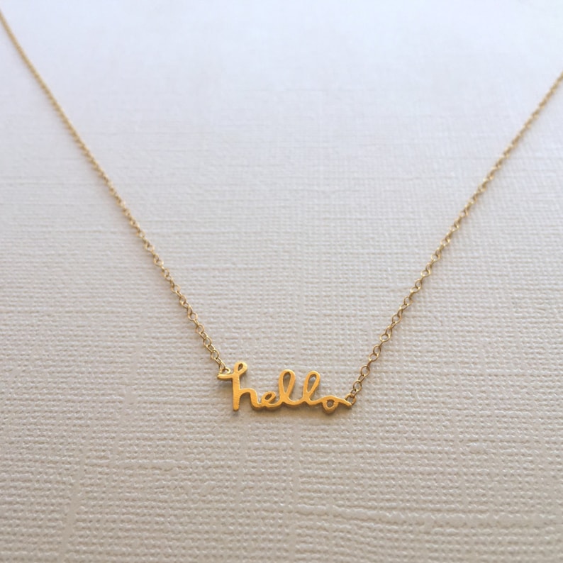 Hello Necklace in Sterling Silver 18k Yellow Gold Plating - Etsy