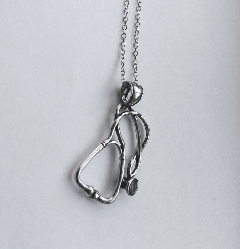Stethoscope Necklace in Sterling Silver Graduation Jewelry - Etsy