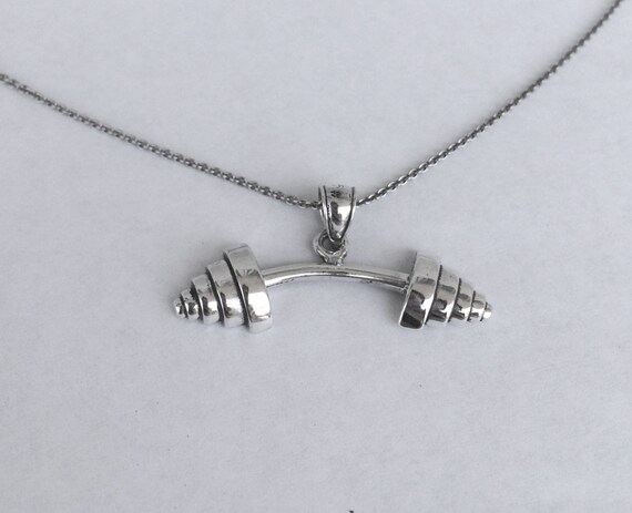 Barbell Necklace in Sterling Silver Barbell Jewelry
