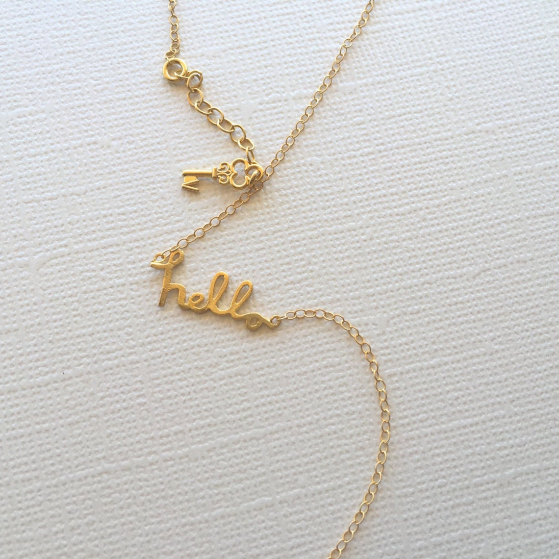 Hello Necklace in Sterling Silver 18k Yellow Gold Plating | Etsy