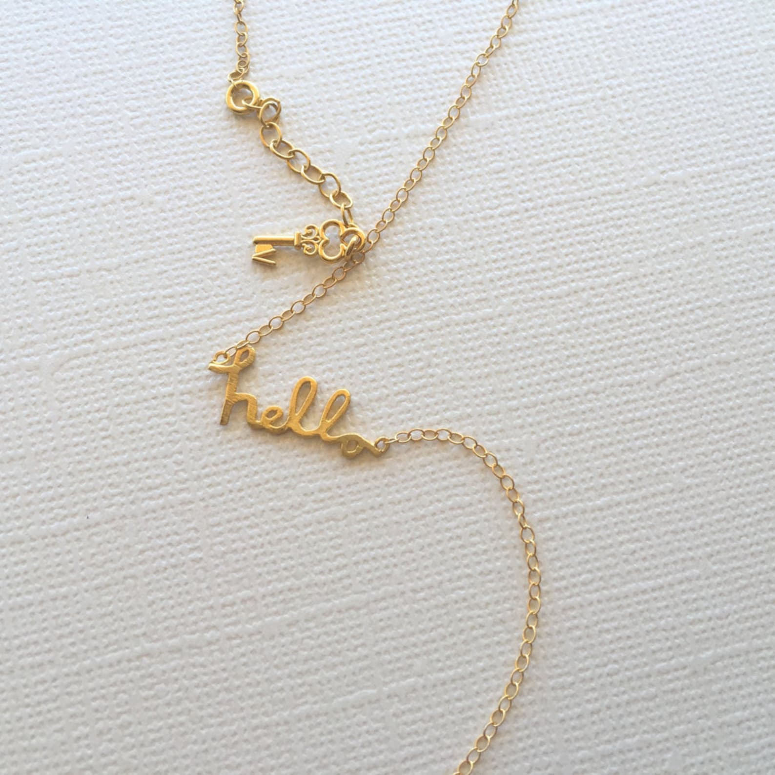 Hello Necklace in Sterling Silver 18k Yellow Gold Plating | Etsy
