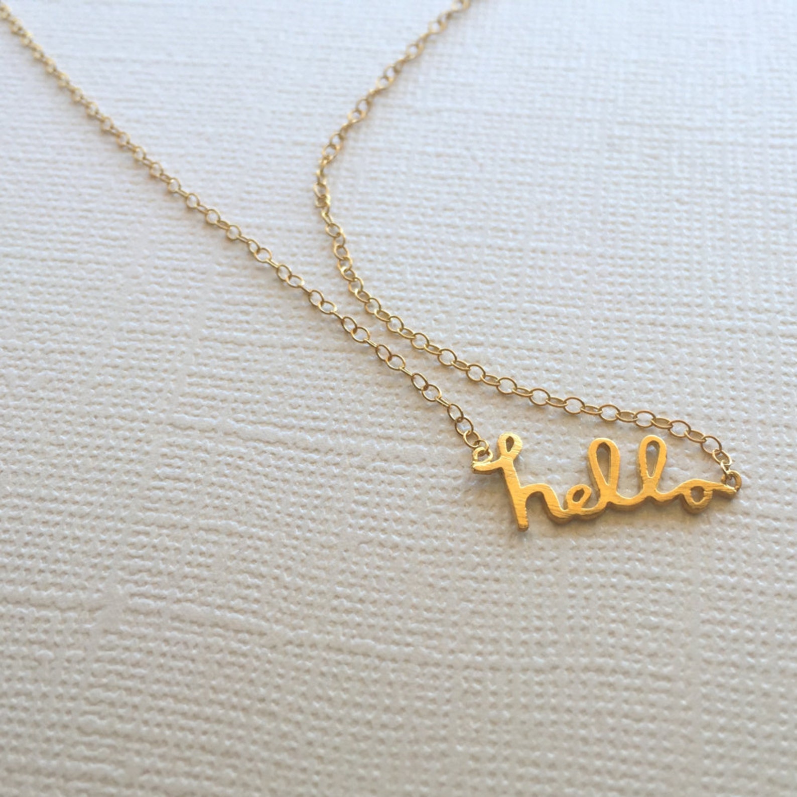 Hello Necklace in Sterling Silver 18k Yellow Gold Plating | Etsy