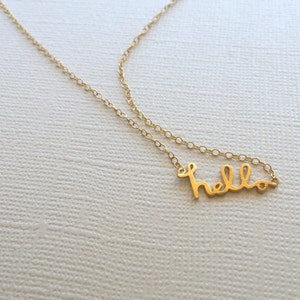 Hello Necklace in Sterling Silver (18k Yellow Gold Plating) - Etsy