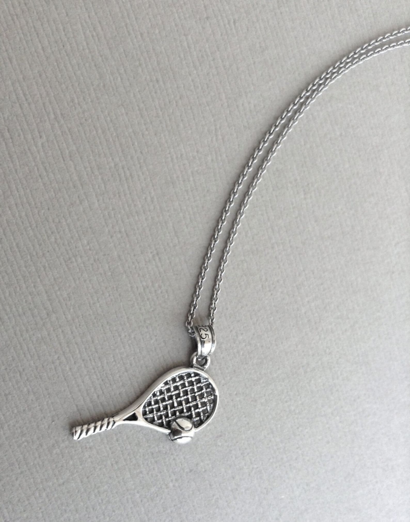 Tennis Racket Necklace in Sterling Silver Tennis Racket - Etsy