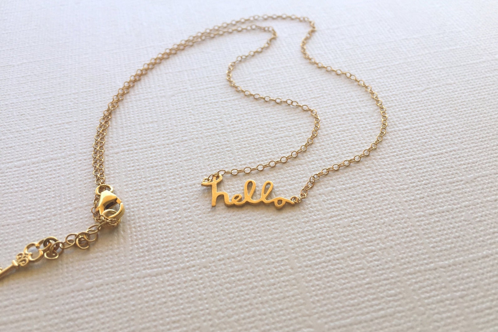 Hello Necklace in Sterling Silver 18k Yellow Gold Plating | Etsy
