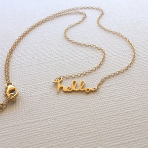 Hello Necklace in Sterling Silver (18k Yellow Gold Plating) - Etsy