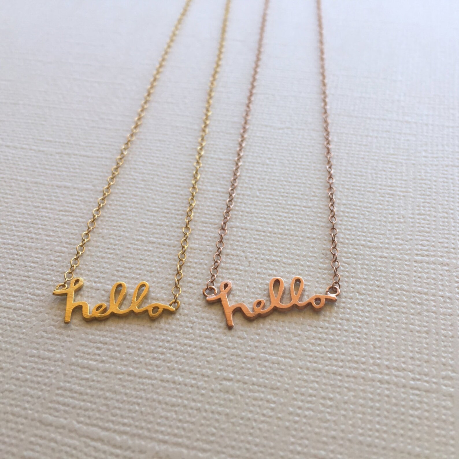 Hello Necklace in Sterling Silver 18k Yellow Gold Plating | Etsy