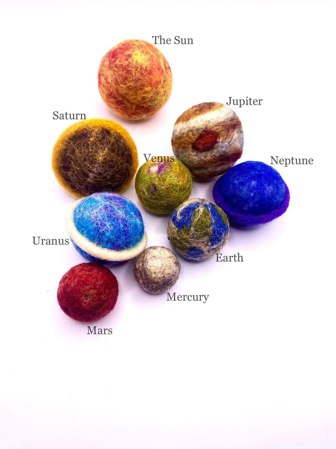 Small Sized Solar System in a Bag, Needle Felted Planets, Teacher Gift ...