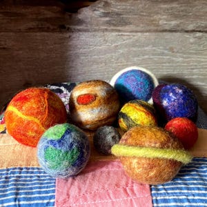 Small Sized Solar System in a Bag, Needle Felted Planets, Teacher Gift ...