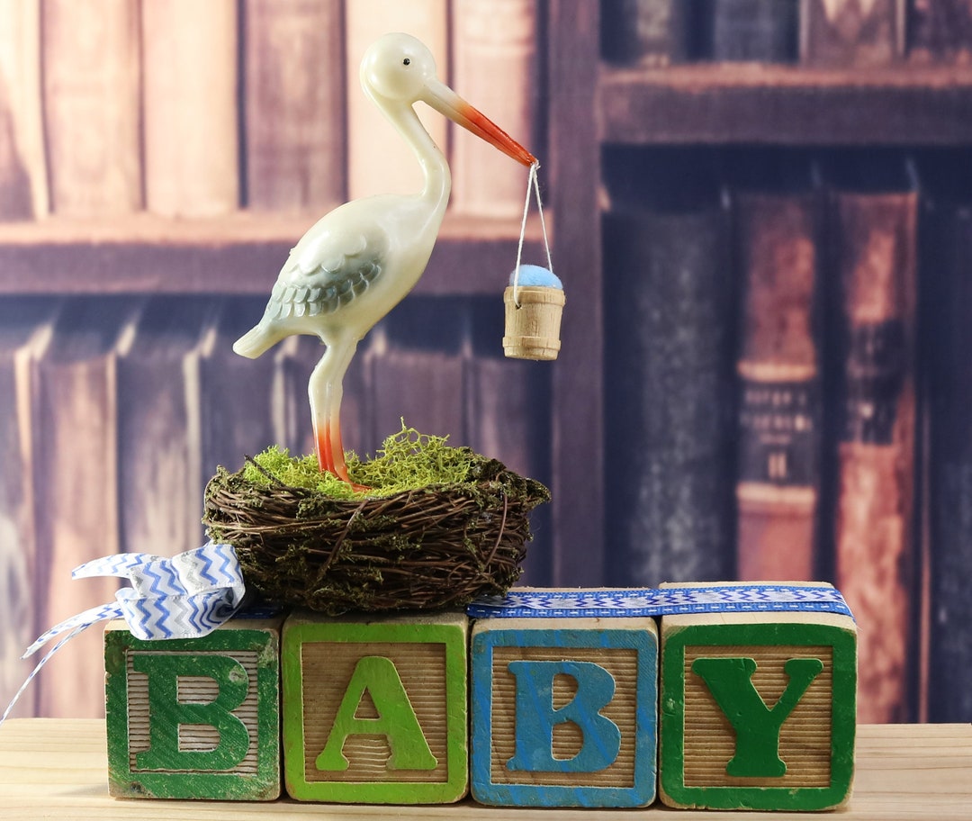 Mixed Media Folk Art Vtg Wood Alphabet Blocks Spell Out BABY Vintage ...