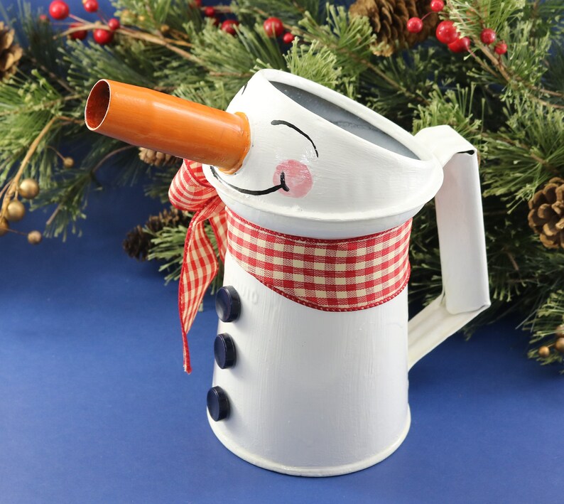 Frosty the Snowman Vintage Galvanized Oil Can Pitcher - Etsy
