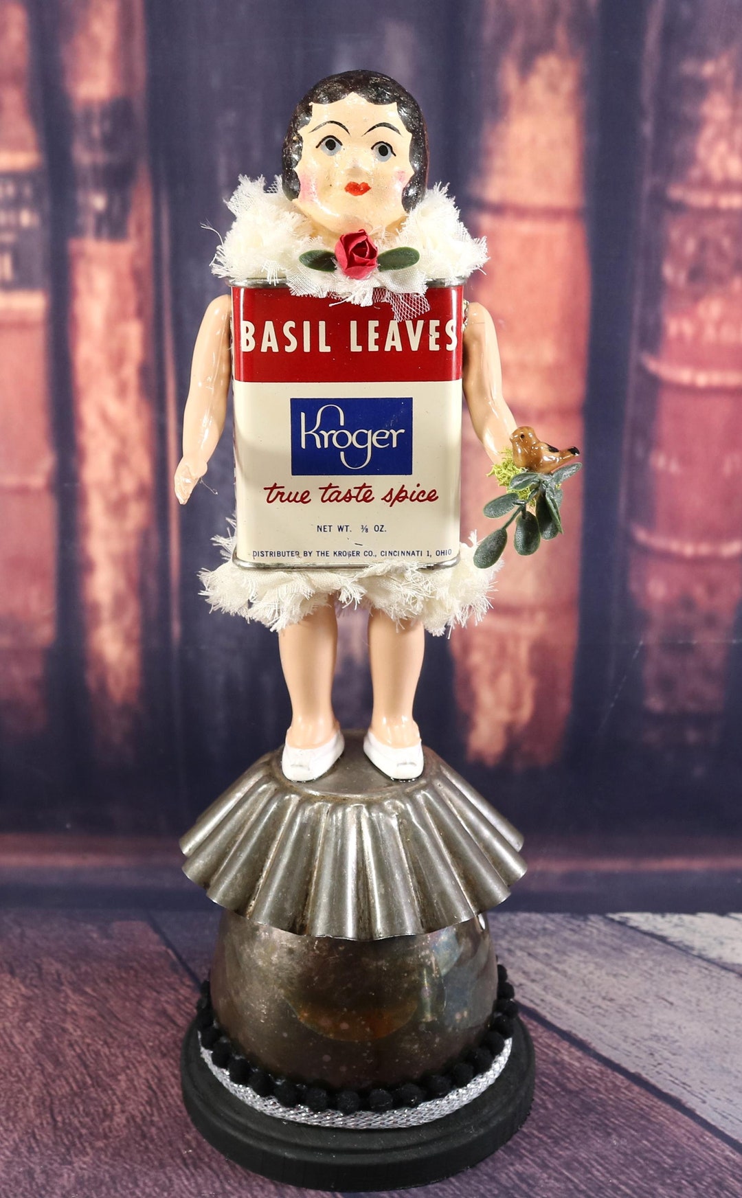 Vintage Kroger Basil Spice Tin Girl Doll Figurine Home Decor - Etsy