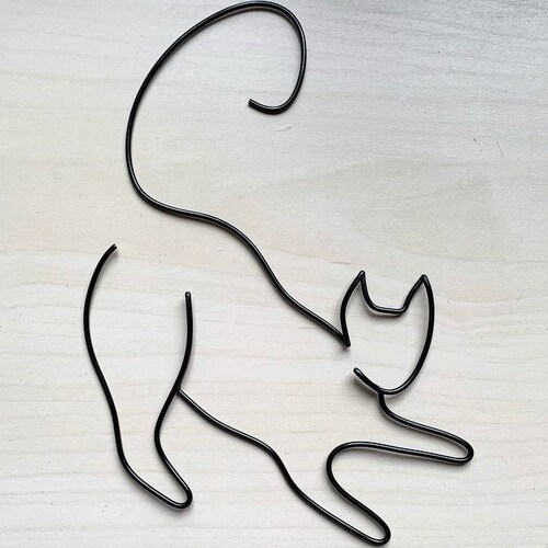 Handmade black Pictured Wire Cat. Wire Art Cat Lover - Etsy