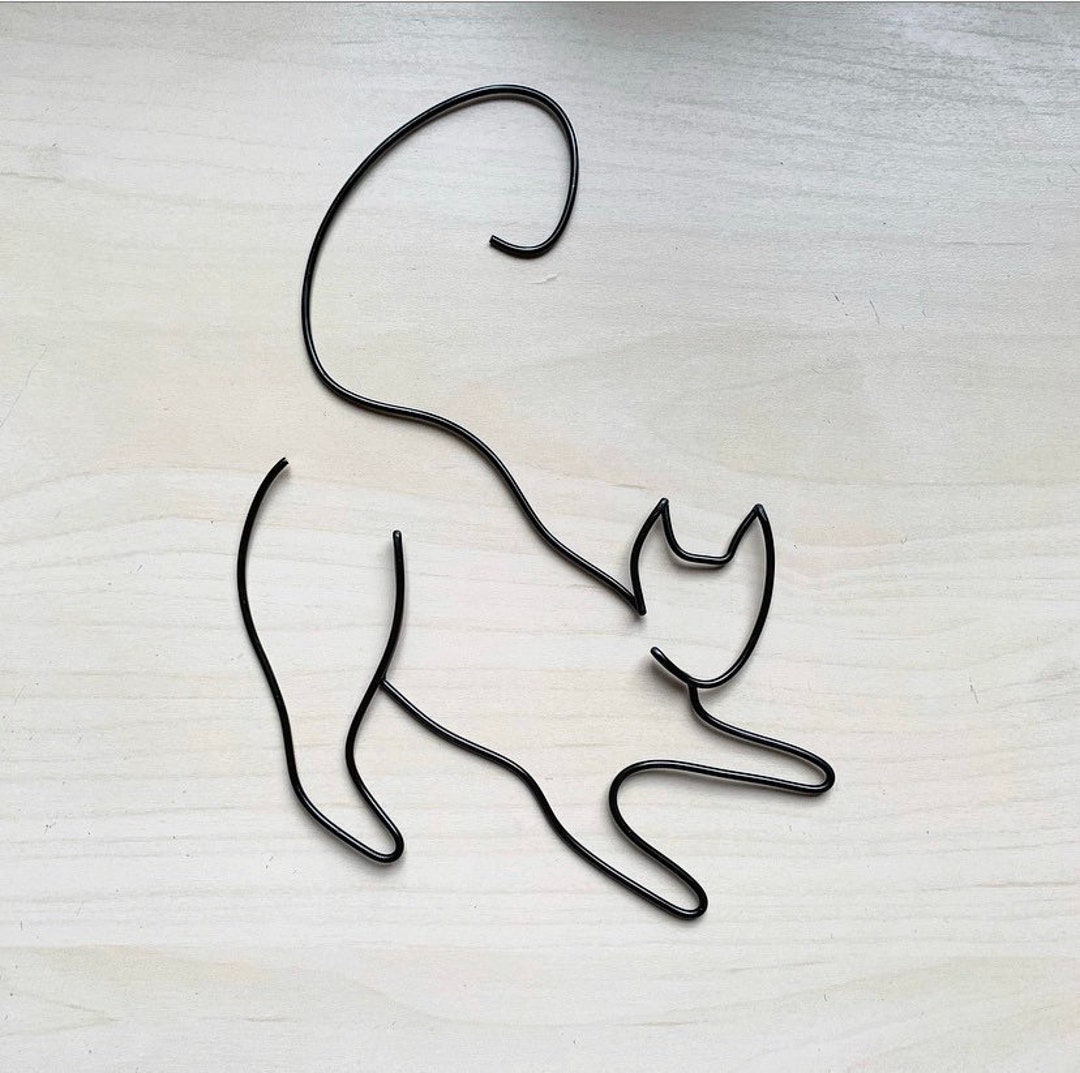 Handmade (black Pictured) Wire Cat. Wire Art, Cat Lover, Scandi, Wall ...