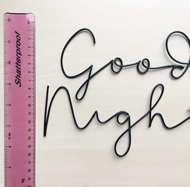 Handmade black Pictured Wire 'good Night' Wall Sign - Etsy UK