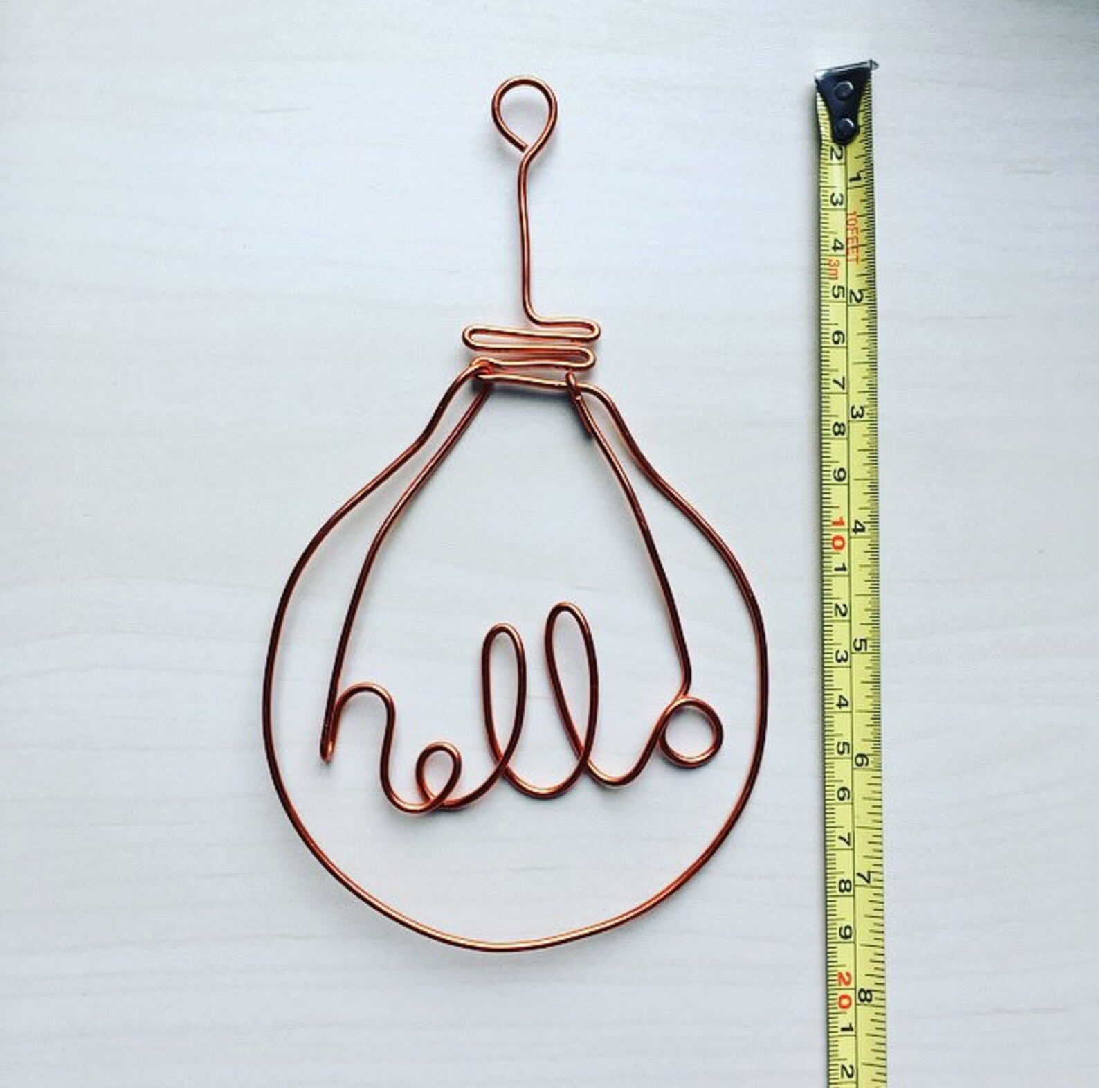 Handmade (copper Pictured) Wire, Vintage Style Light Bulb With 'hello ...