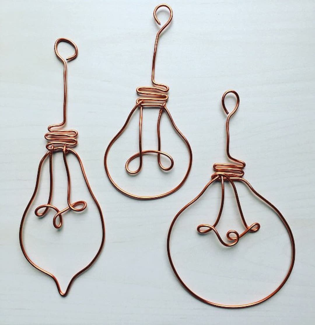 Handmade (copper Pictured) Wire Vintage Lightbulb Ornaments - Set of 3 ...