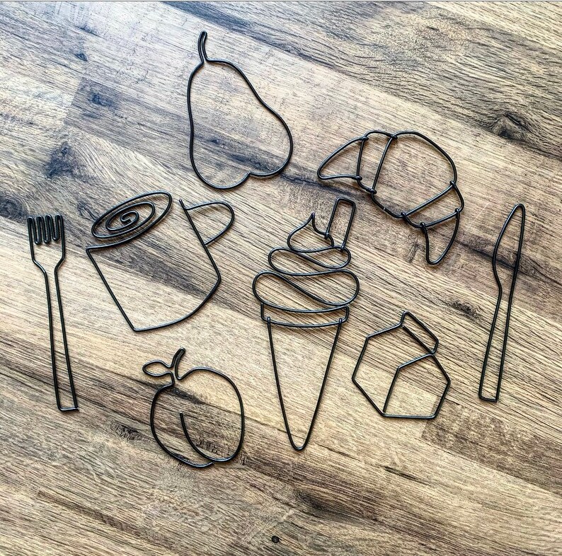 Wire Wall Art Food Items. Wire Art Wire Sign Scandi Wall - Etsy
