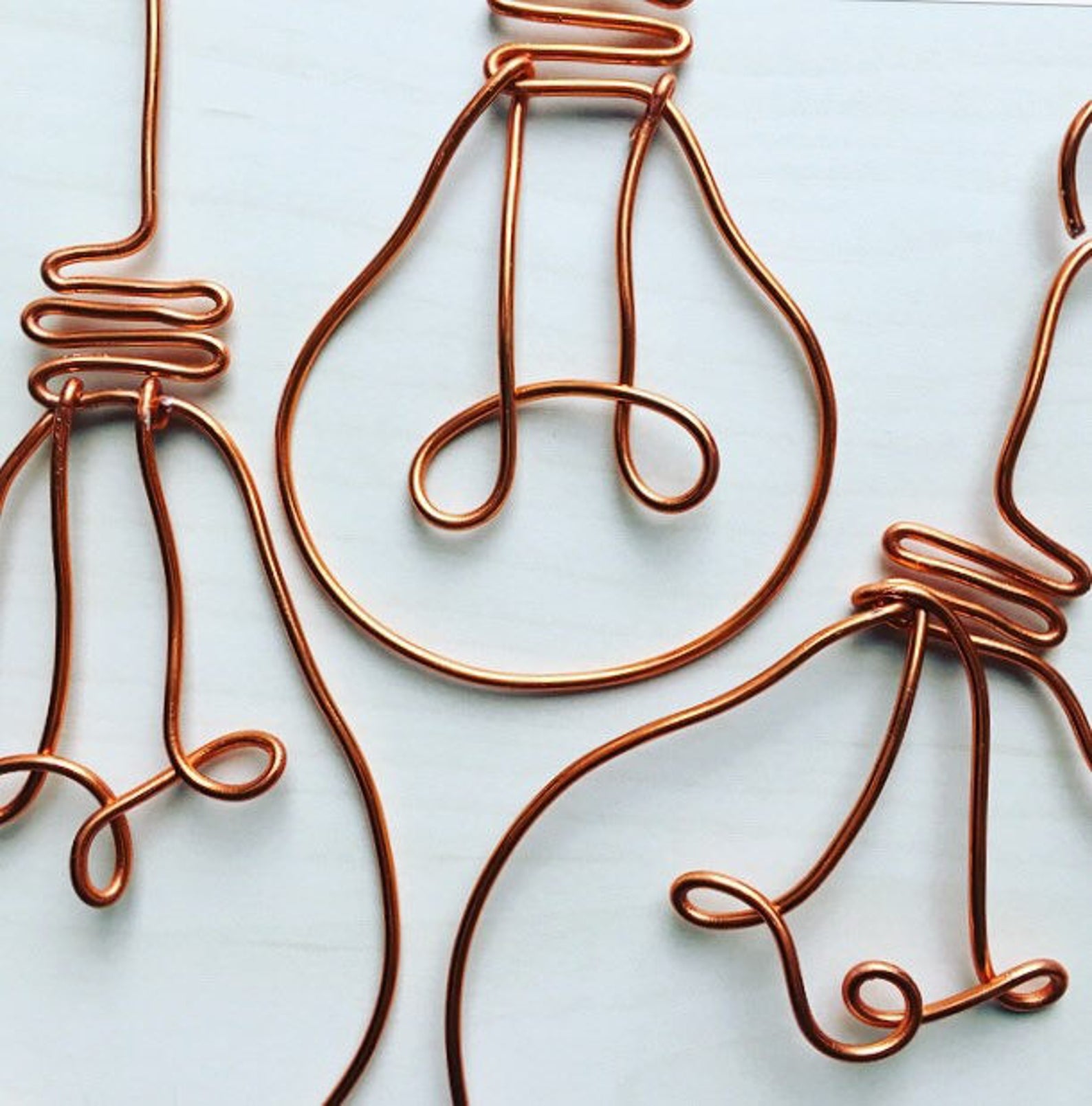 Handmade copper Pictured Wire Vintage Lightbulb Ornaments - Etsy
