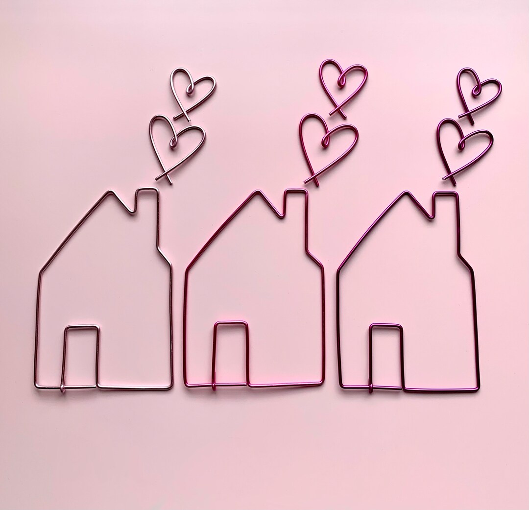 Handmade Wire House With Hearts. Wire Art, House Warming, Scandi, Wall ...