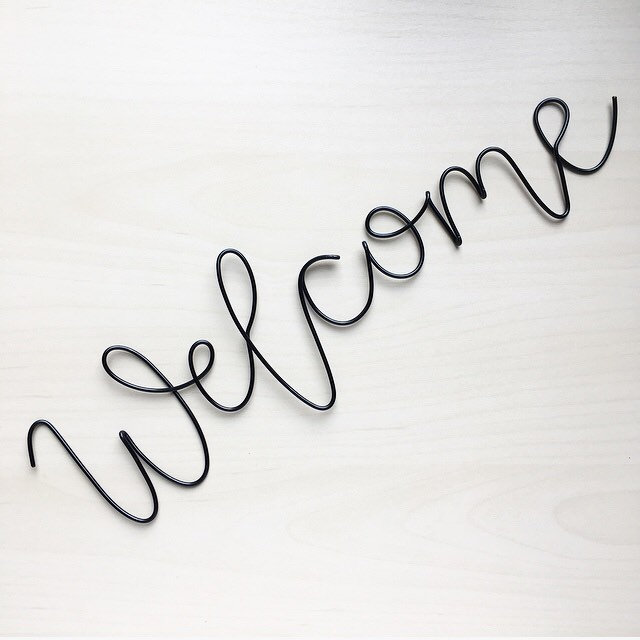 Handmade black Pictured Wire 'welcome' Wall Sign. - Etsy UK