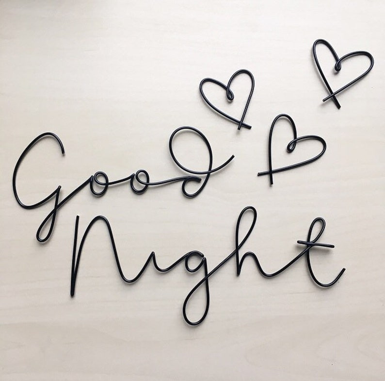 Handmade black pictured wire 'Good Night' wall sign | Etsy