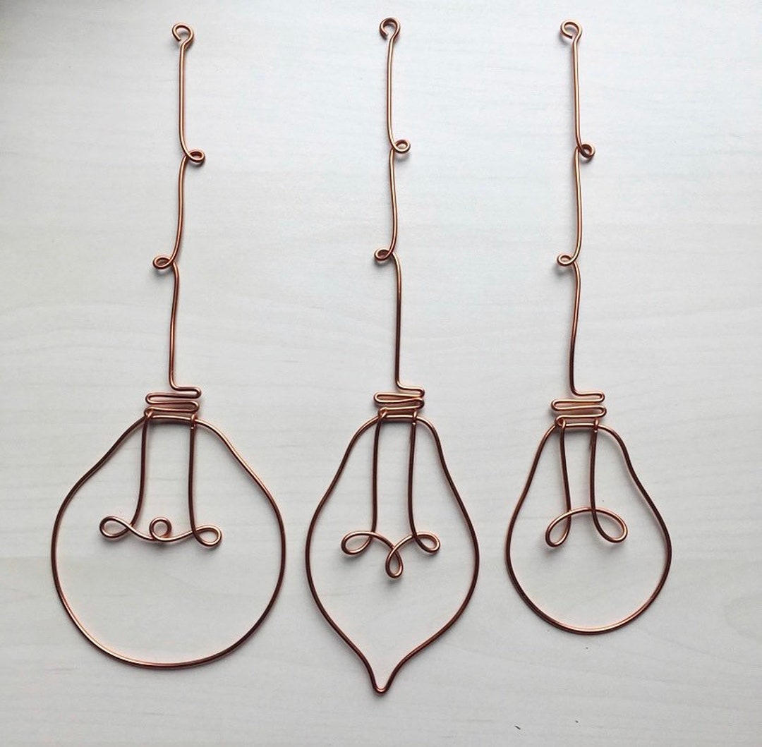 Handmade (copper Pictured) Wire Vintage Lightbulb Ornaments With Long ...