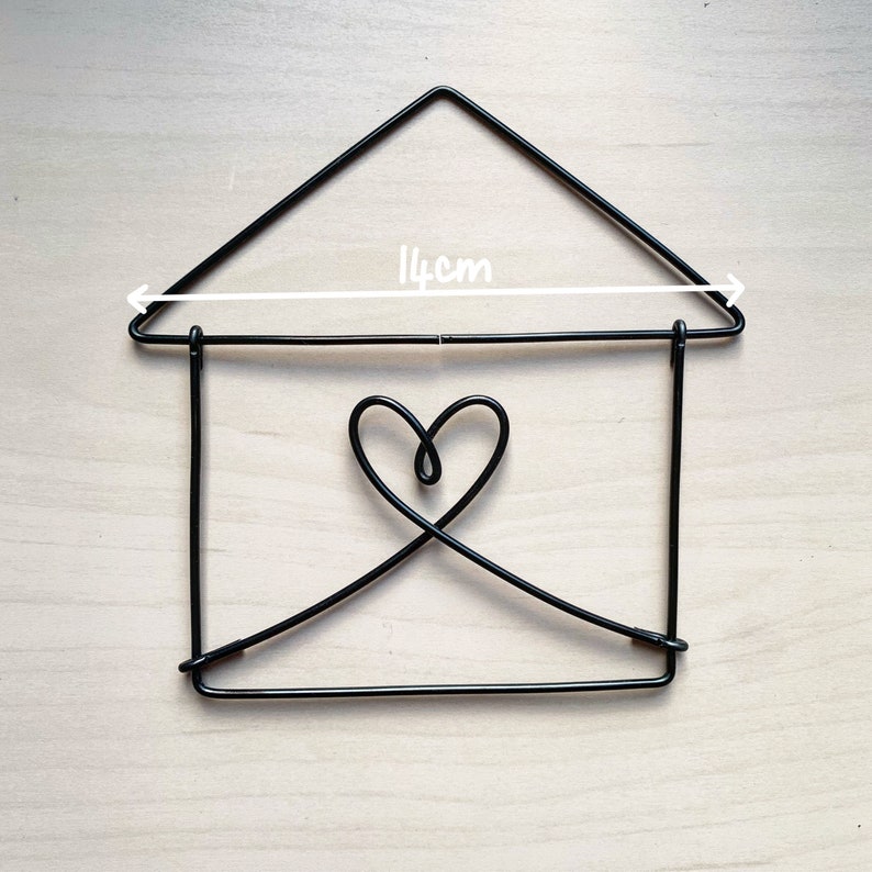 Handmade black Pictured Wire House With Heart. Wire Art | Etsy