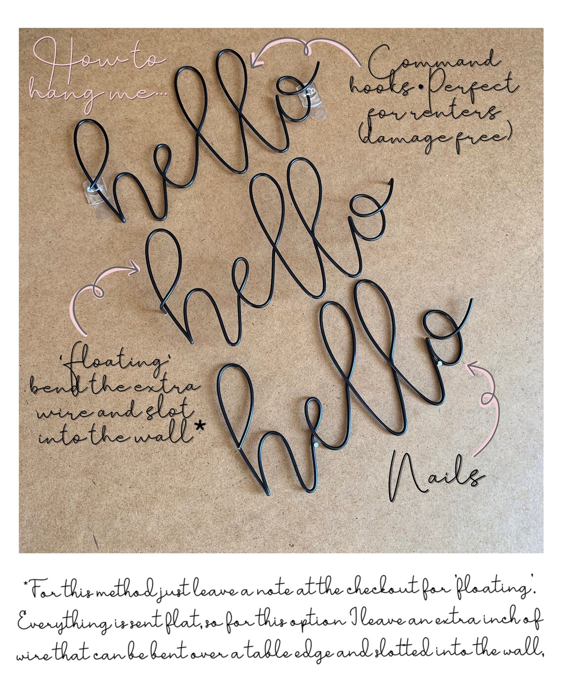 Handmade black Pictured Wire 'welcome' Wall Sign. | Etsy