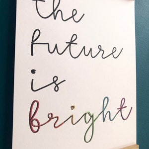 Printed Wire Art ‘the Future is Bright’ A4 Print on White Background ...