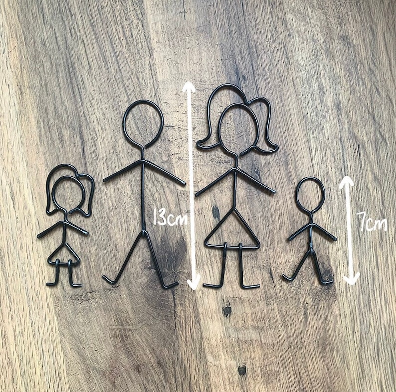 Handmade black pictured wire family members. Wire art | Etsy