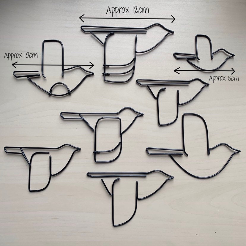 Handmade black Pictured Flying Birds Set of 8 in Different | Etsy