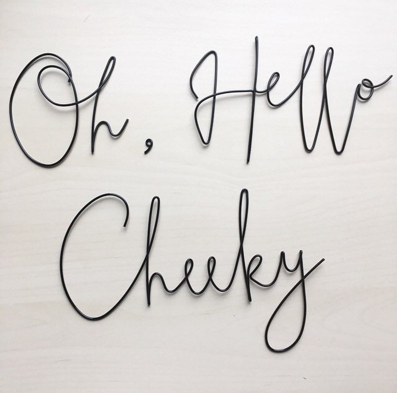 Handmade black Pictured Wire 'oh Hello Cheeky'. | Etsy