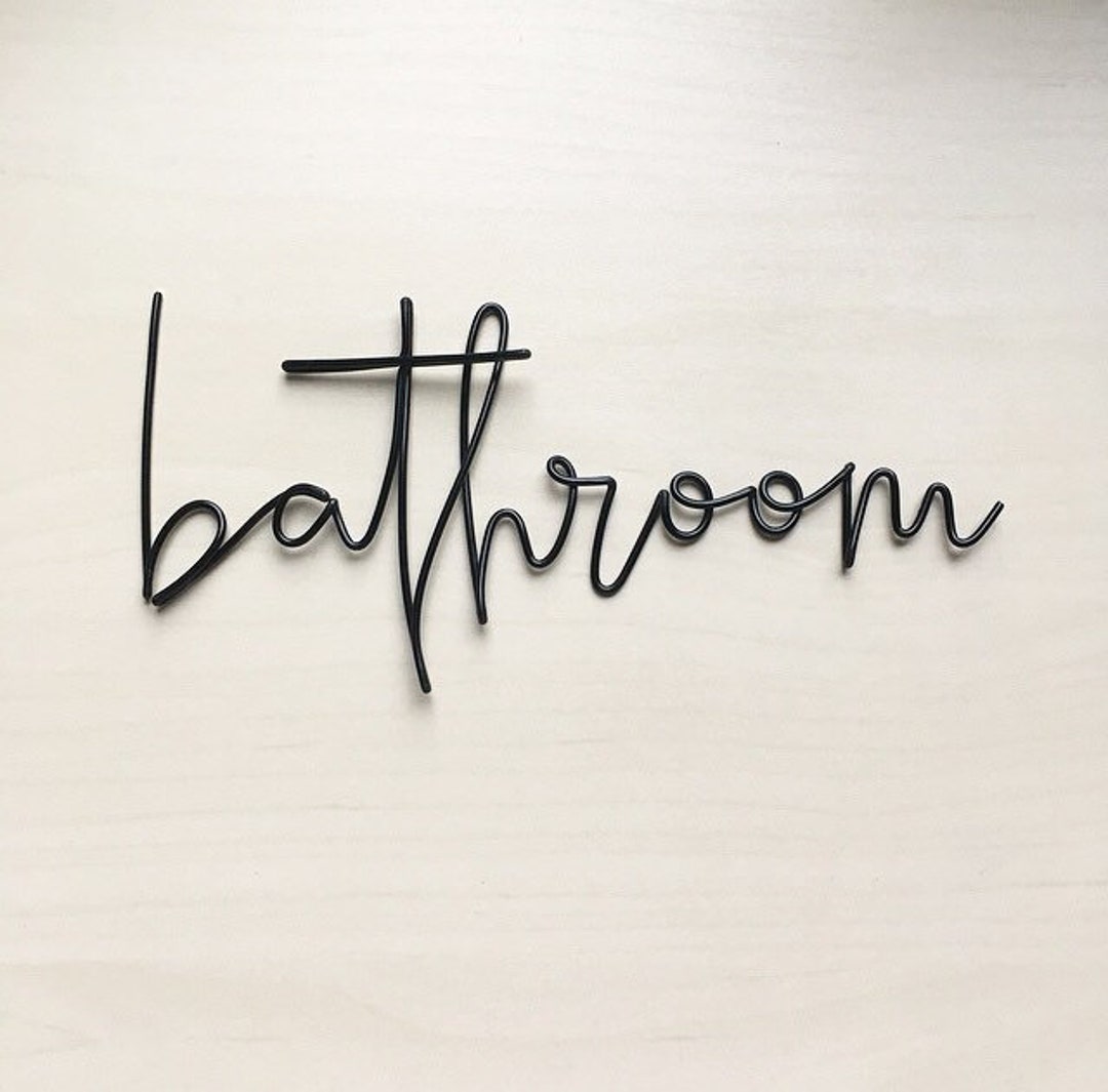 Wire Word - ‘bathroom' Wall/door Sign. Wire Art, Bathroom, Scandi, Wall ...