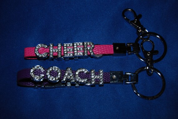 CHEER COACH Rhinestone Leather Keychain with Bag Clasp | Etsy