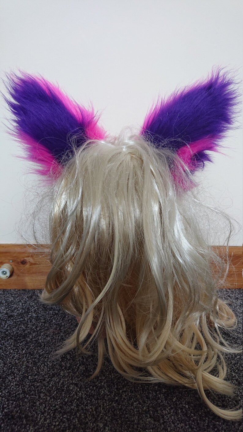 Pink Purple Stripe Luxury Elastic Headband Wolf Ears With - Etsy