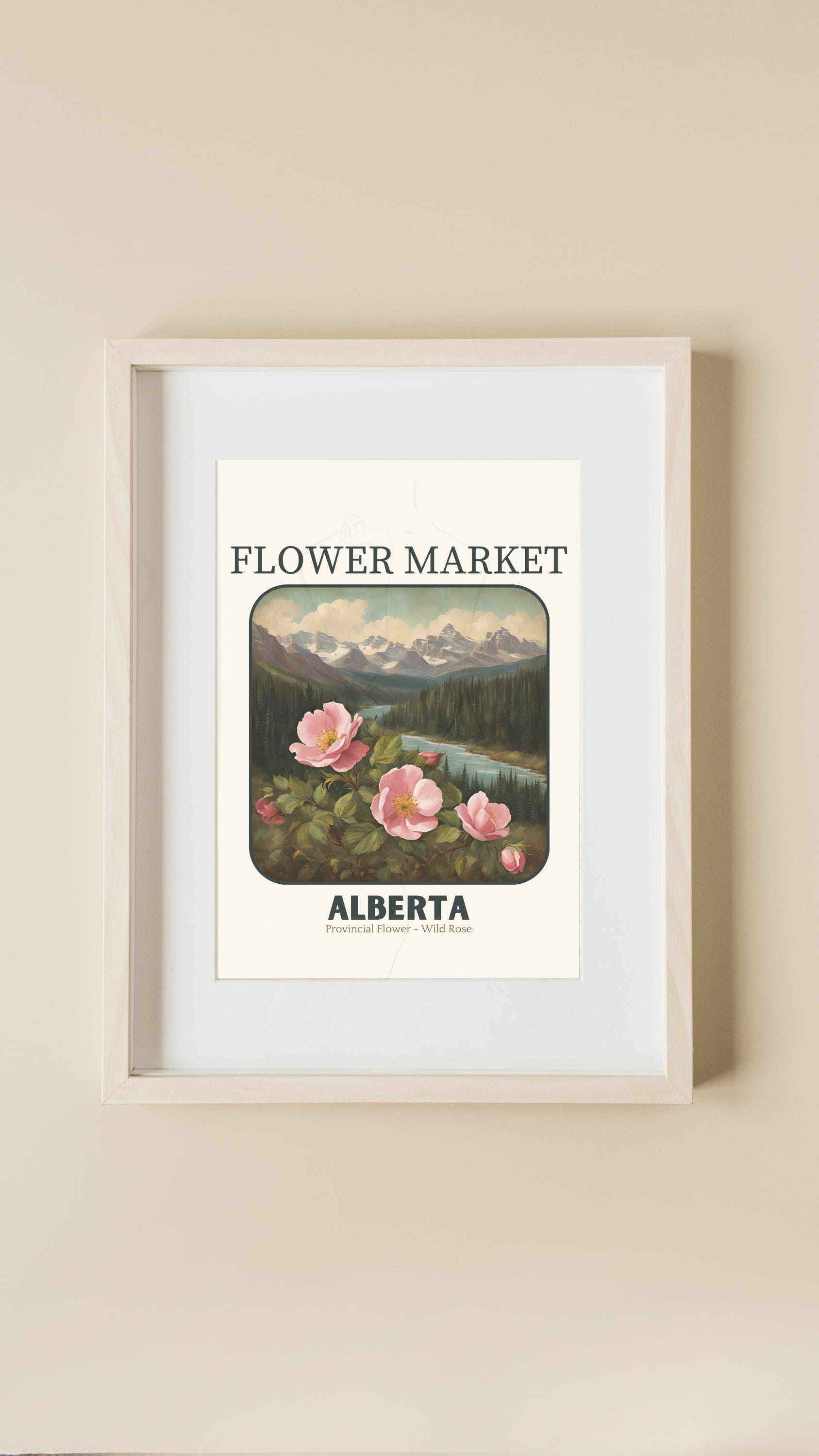 Wild Rose & Alberta Landscape Digital Download - Flower Market Art ...