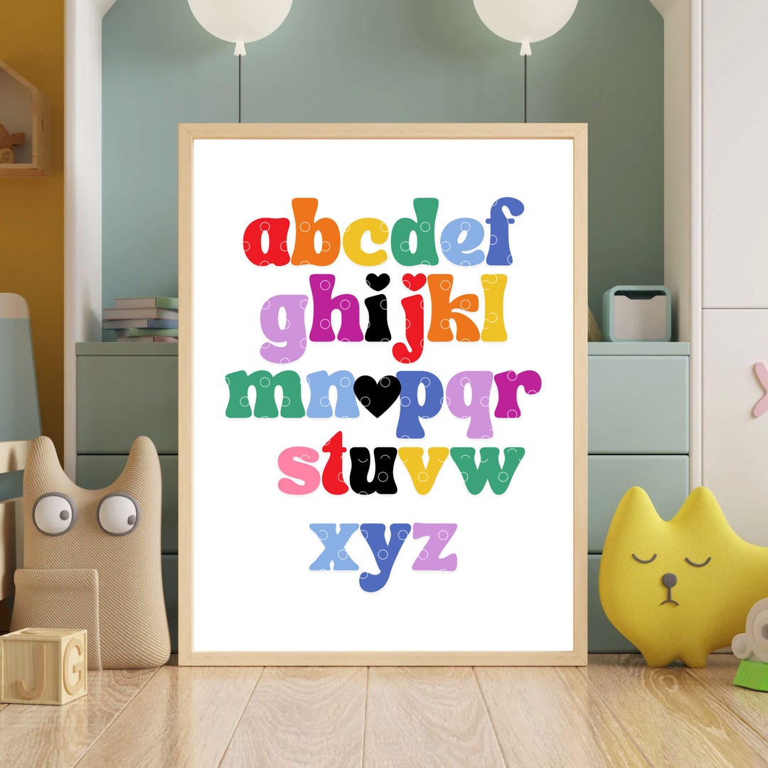 Rainbow Alphabet Digital Download | Fun ‘I Heart You’ Nursery Art ...