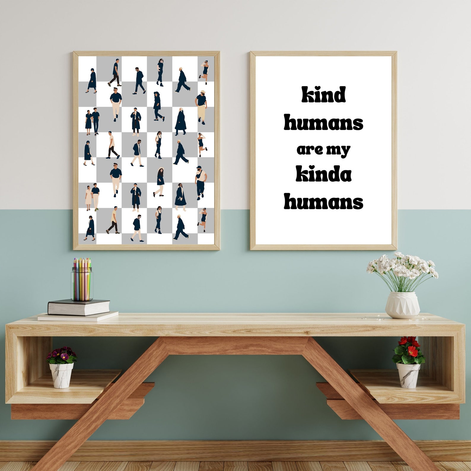 People Art | Humans Walking | Black & White Poster | Kind Humans Are My ...
