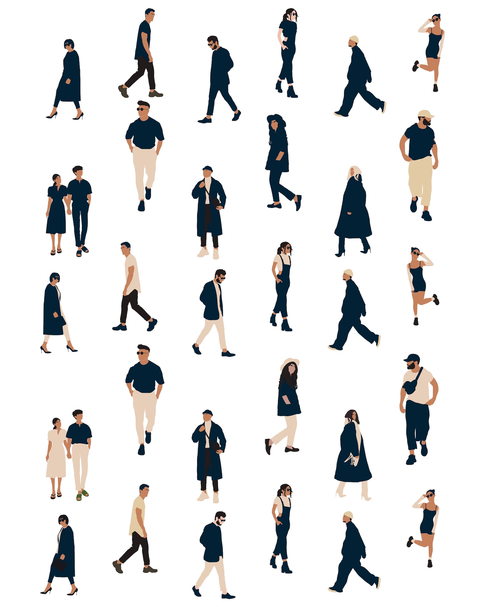 People Art | Humans Walking | Black & White Poster | Kind Humans Are My ...