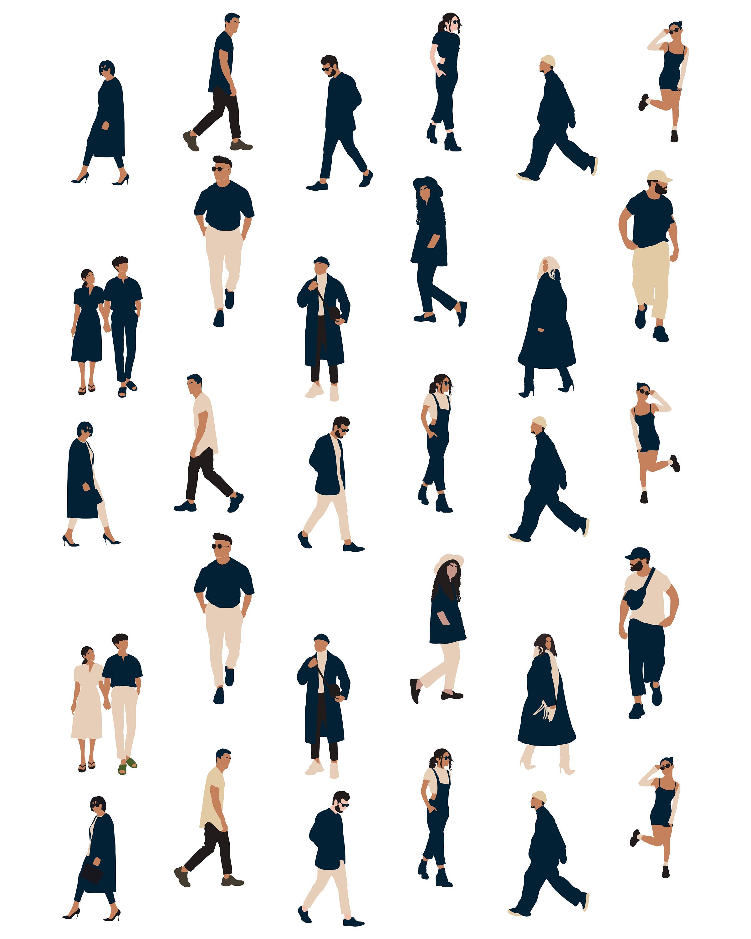 People Art Humans Walking Black & White Poster Kind Humans Are My Kinda ...