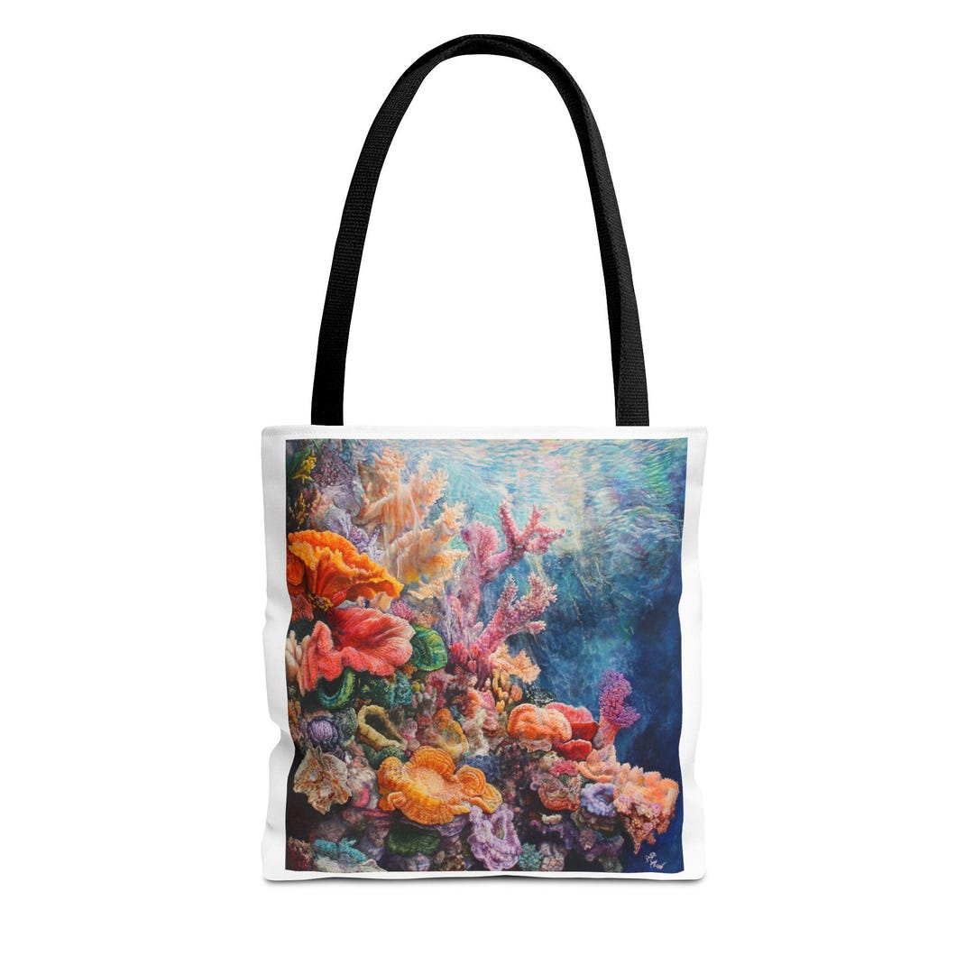 Vibrant Coral Reef Tote Bag, Eco-friendly Beach Bag, Colorful Reusable ...