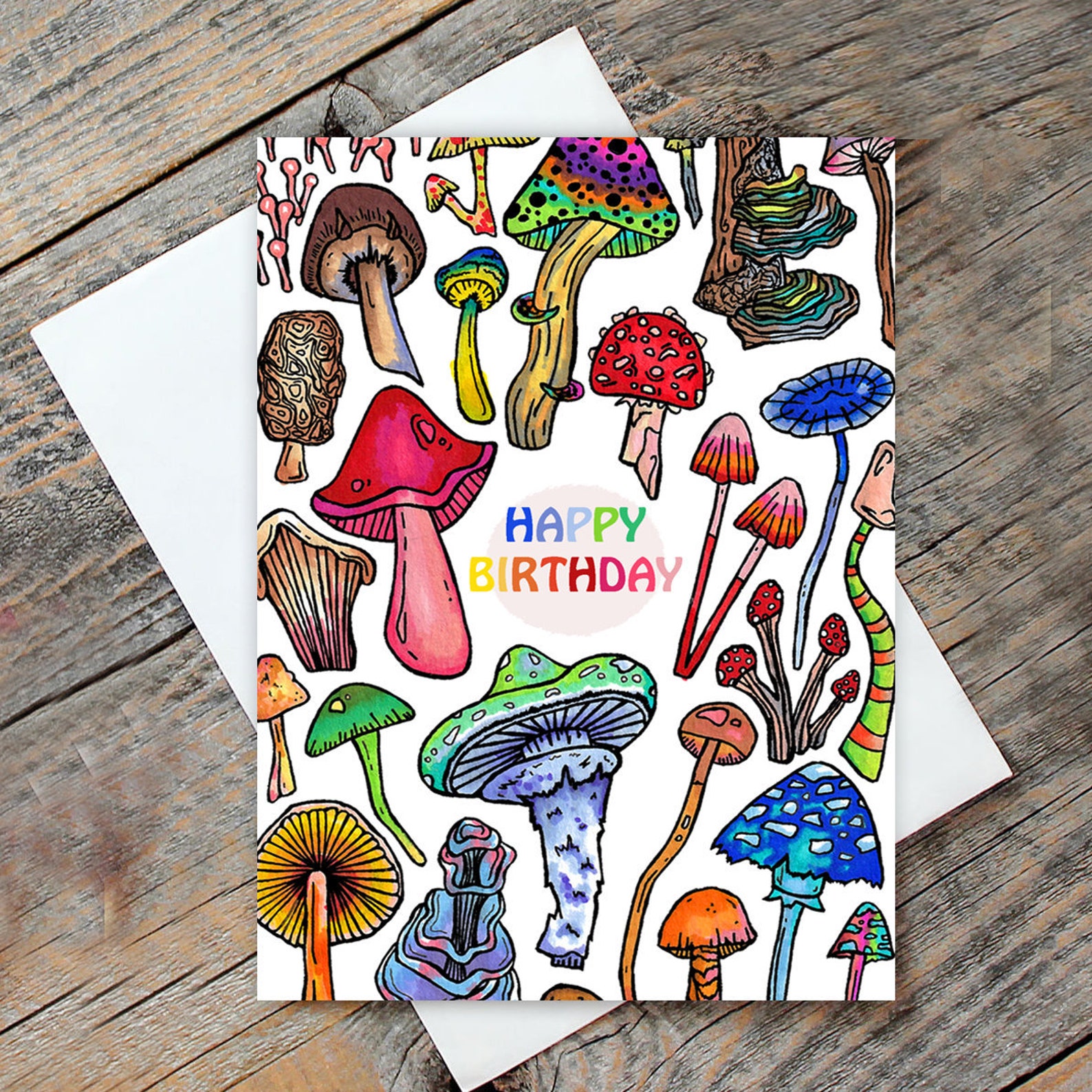 Happy Birthday Magical Mushroom Cards/ Illustrated Whimsical - Etsy