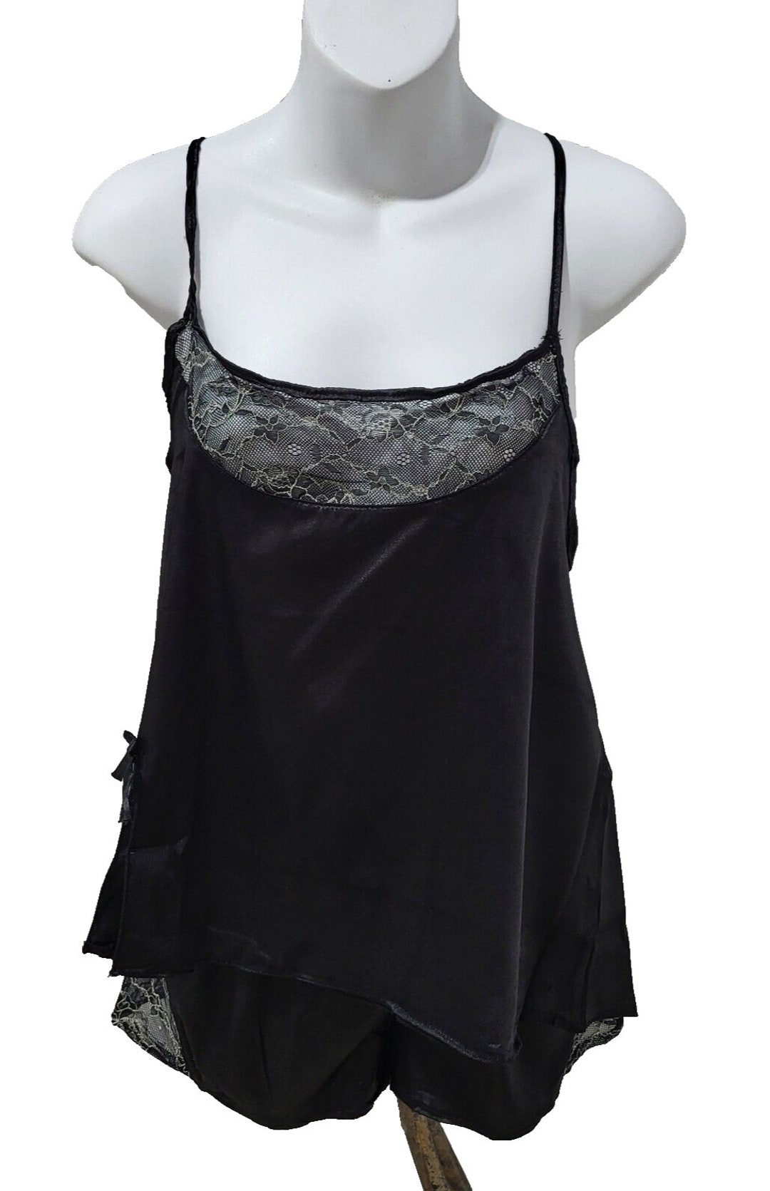 Rosie Night Black Nylon Satin Lace CAMISOLE & PANTY Set BABYDOLL Lingerie Med. Free Shipping - Etsy