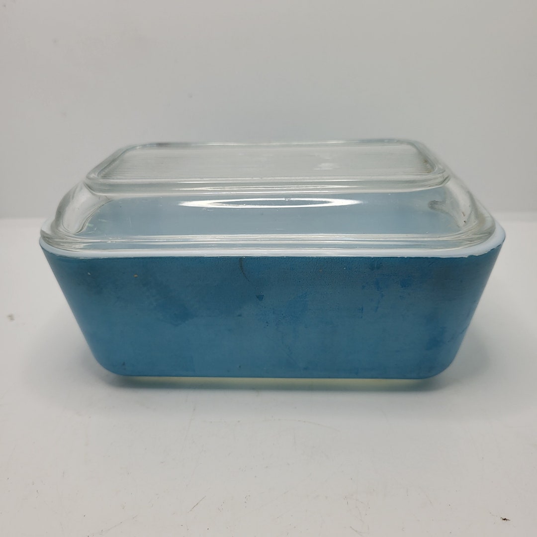 Pyrex Blue Rectangle Glass Refrigerator Dish 0502 W/ribbed Lid 502-C - Etsy