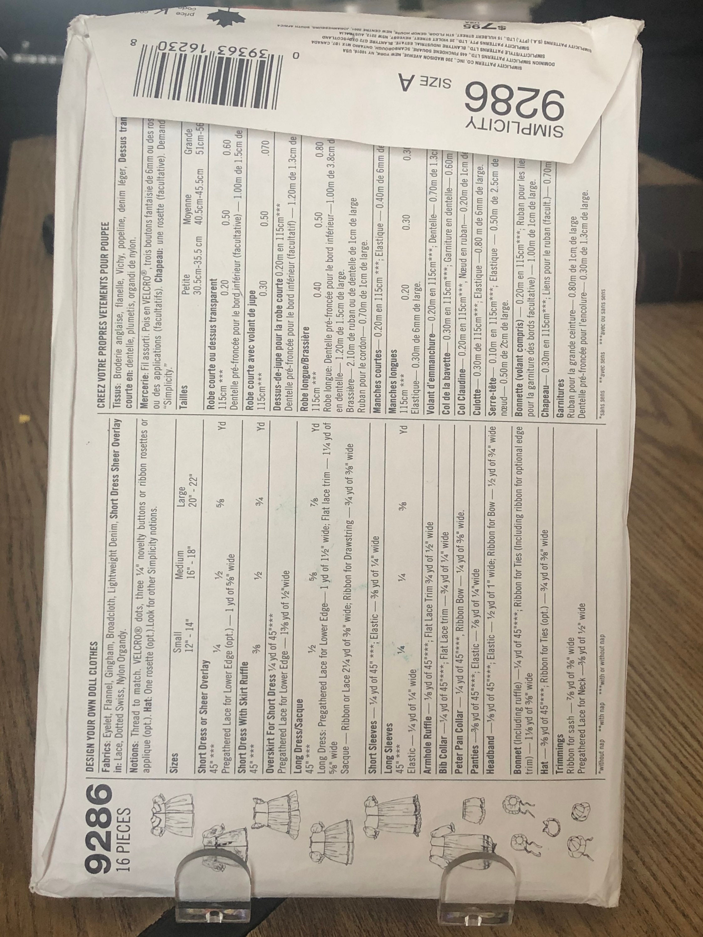 9286 Simplicity 1994 Vintage Sewing Pattern Dolls | Etsy