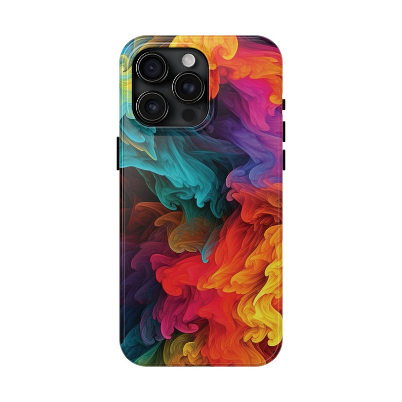 Colorful Rainbow Smoke Swirls on a Tough Dual Layer Phone Case for ...