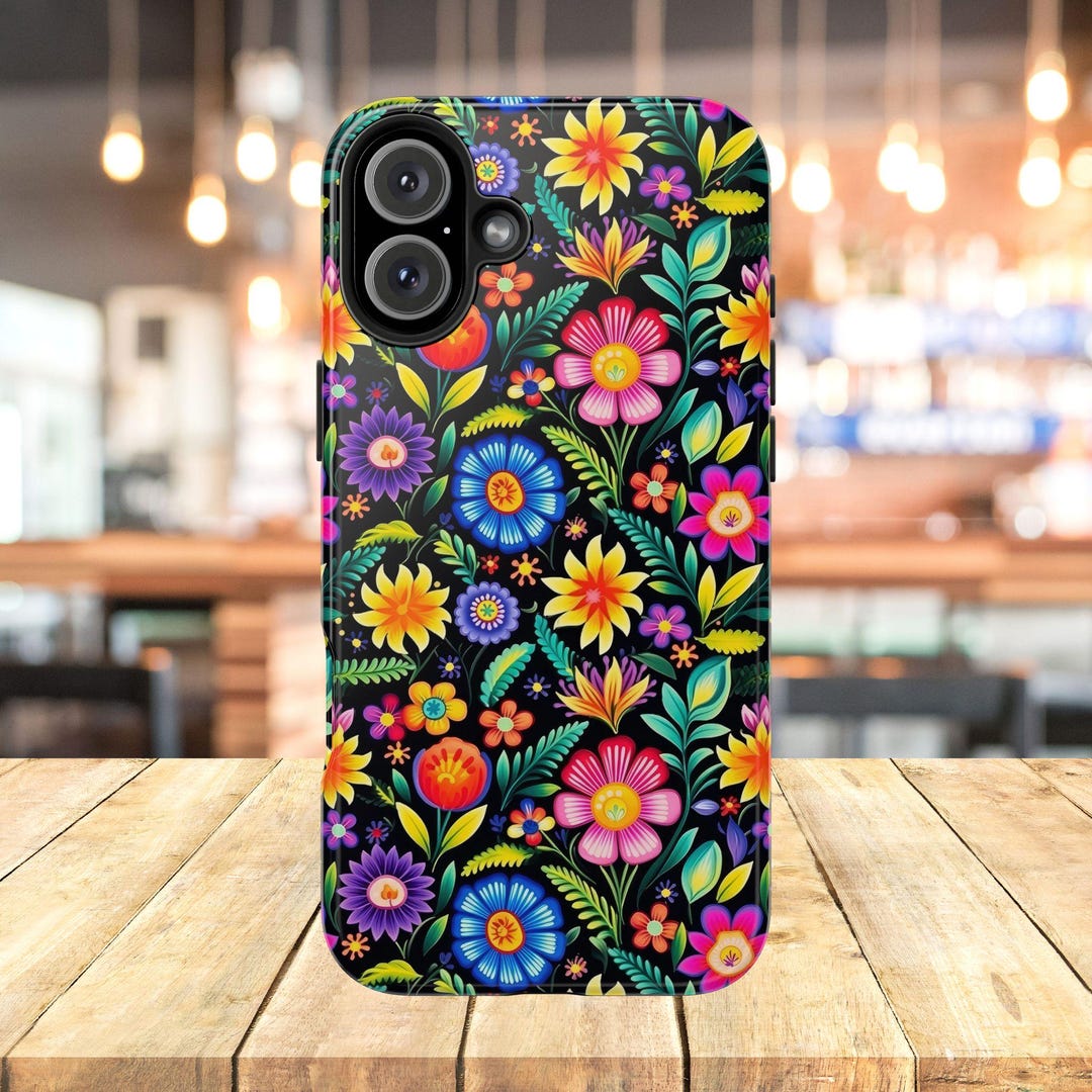 Mexican Floral Art Phone Case: Colorful Dual Layer Protection - Etsy