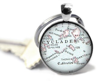 Greek Islands Keychain Greece key chains Engagement Gift | Etsy
